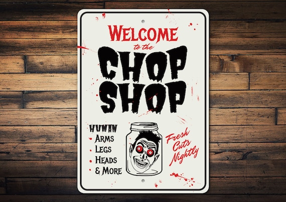 Chop Shop Zombie Decor Decapitate Sign Scary Zombie | Etsy