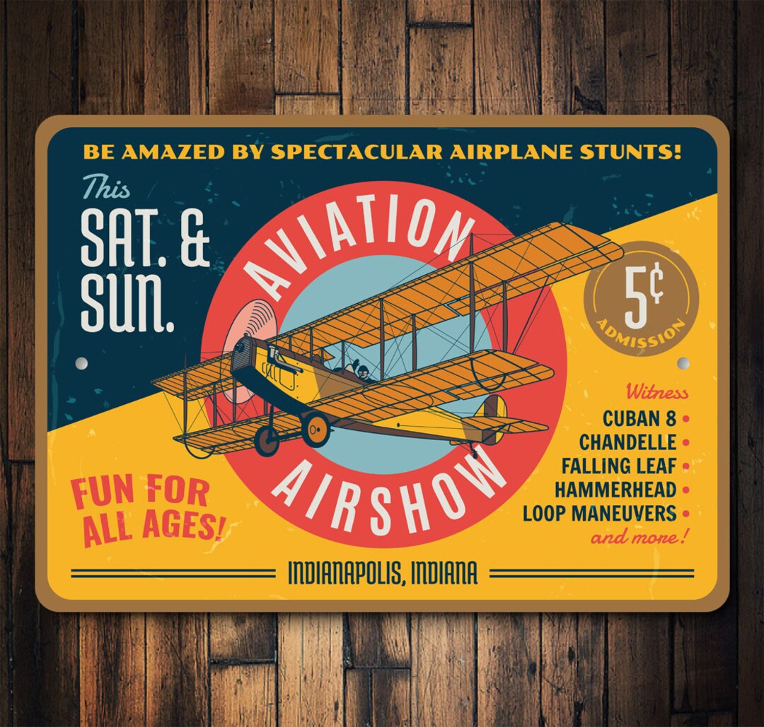 Aviation Airshow Sign, Aviation Decor, Vintage Aerobatics Sign, Custom ...