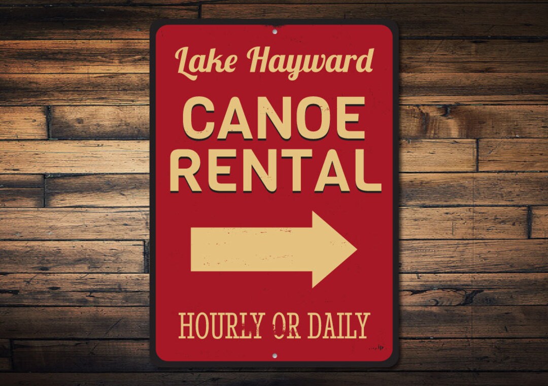 Canoe Rental Arrow Sign, Custom Hourly or Daily Rates Lake Gift ...