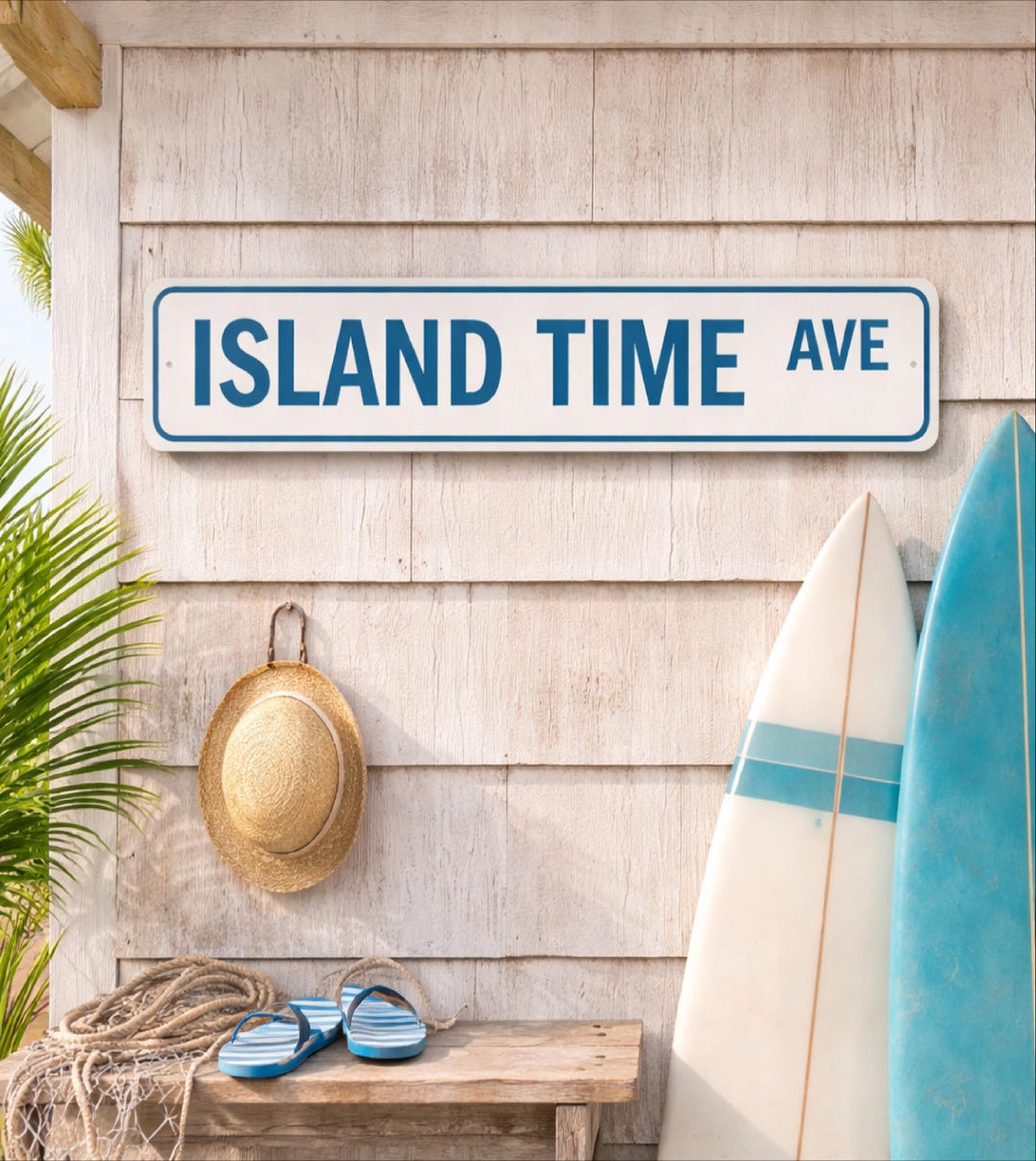 Island Time Ave Sign, Custom Beach Street Sign, Ocean Lover Gift, Beach ...