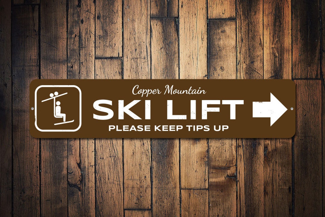 Ski Lift Arrow Sign, Custom Skier Tips up Mountain Location Name Gift ...