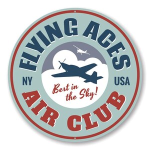 Flying Aces Sign, Air Club Sign, Aviation Clubs, Airplane Decor, Plane ...