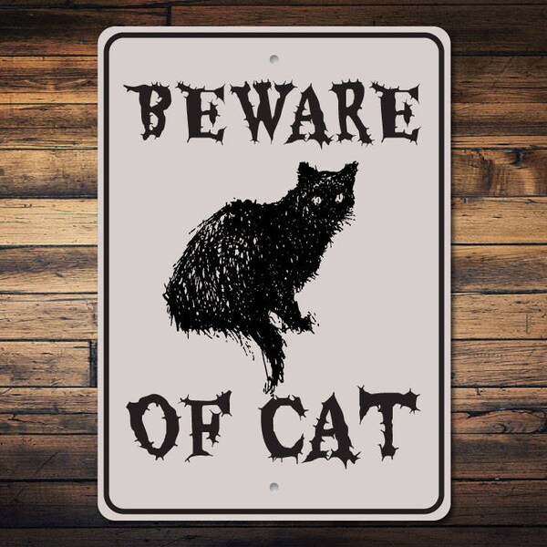 Beware of Cat Sign - Etsy