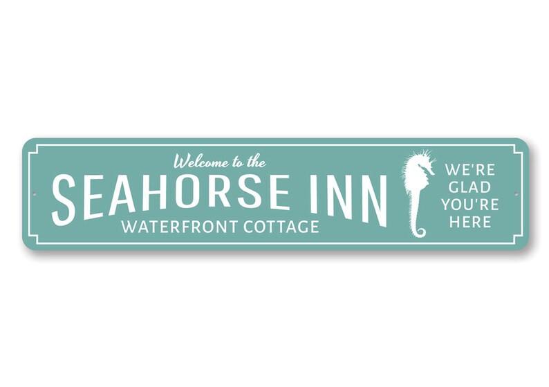 Seahorse Inn Sign, Seahorse Sign, Waterfront Cottage, Custom Beach Sign ...