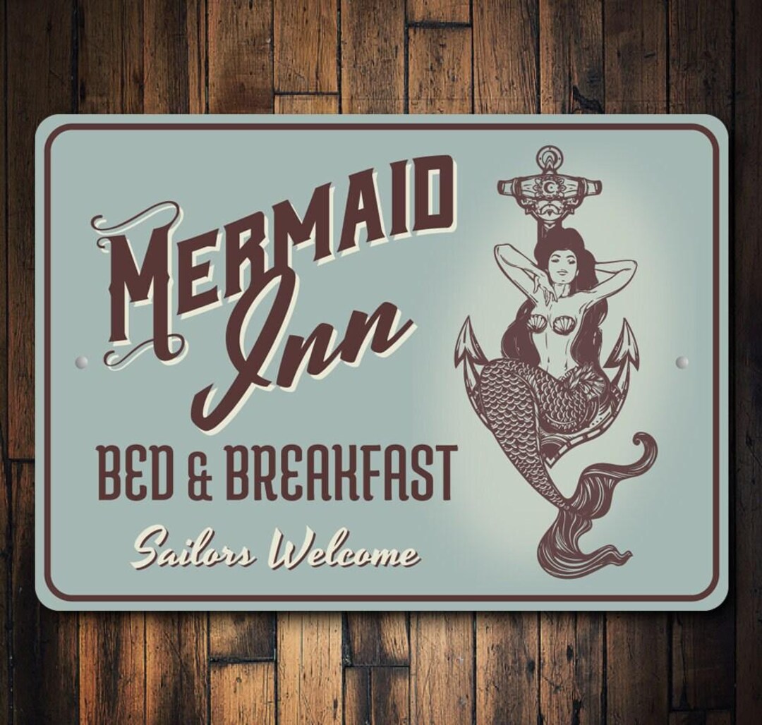 Mermaid Inn Sign, Mermaid Decor Sign, Mermaid Lovers, Metal Sea Sign ...