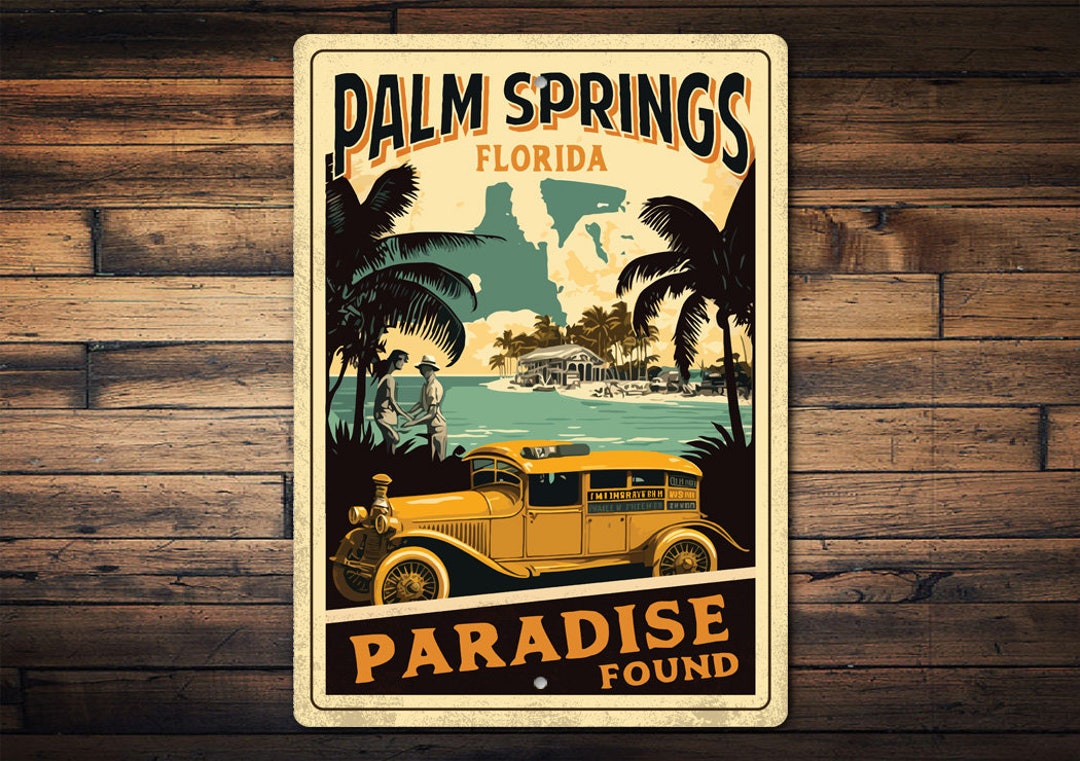 Palm Springs Florida, Custom Beach Sign, Palm Springs Decor, Palm Tree ...