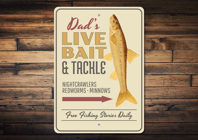 Fish Decor Live Bait Sign Bait and Tackle Sign Lake House - Etsy