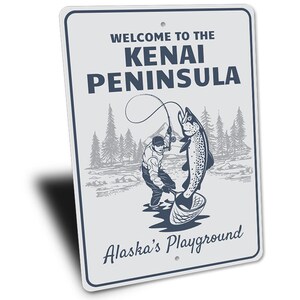 Kenai Peninsula Sign, Fish Salmon Signs, Salmon Decor, Alaskan Sign ...