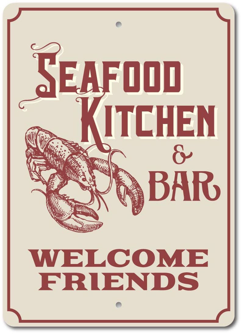 Seafood Kitchen Sign Kitchen Bar Sign Seafood Lover Sign - Etsy