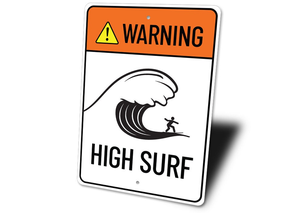 High Surf Sign Warning High Surf Ocean Decor Gifts Metal - Etsy