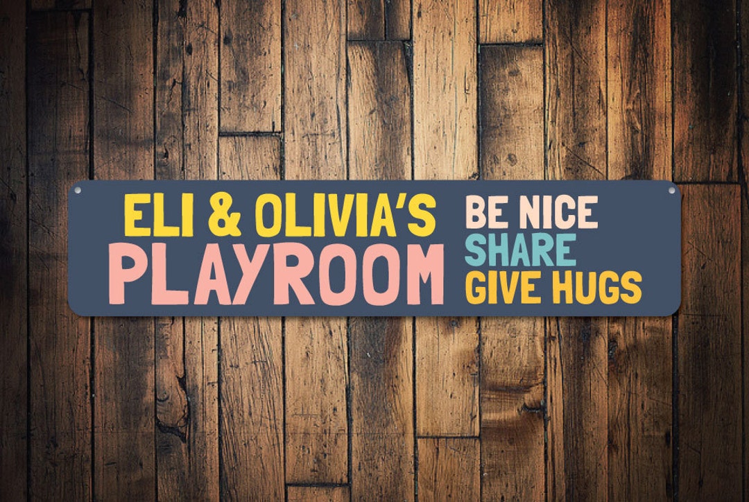 Playroom Sign, Child Rules Sign, Share Be Nice Sign, Custom Kid Sign ...