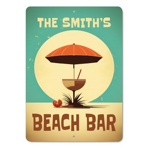 Custom Beach Bar Sign, Personalized Beach Decor, Custom Family Name ...