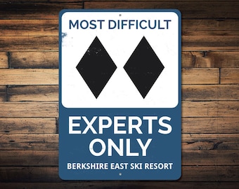 Double Black Diamond Expert Only Ski Sign Personalized | Etsy