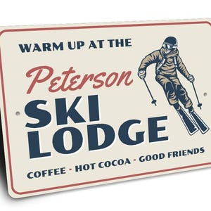 Personalized Ski Lodge Sign – Custom Skiing Decor, Winter Sports Wall ...
