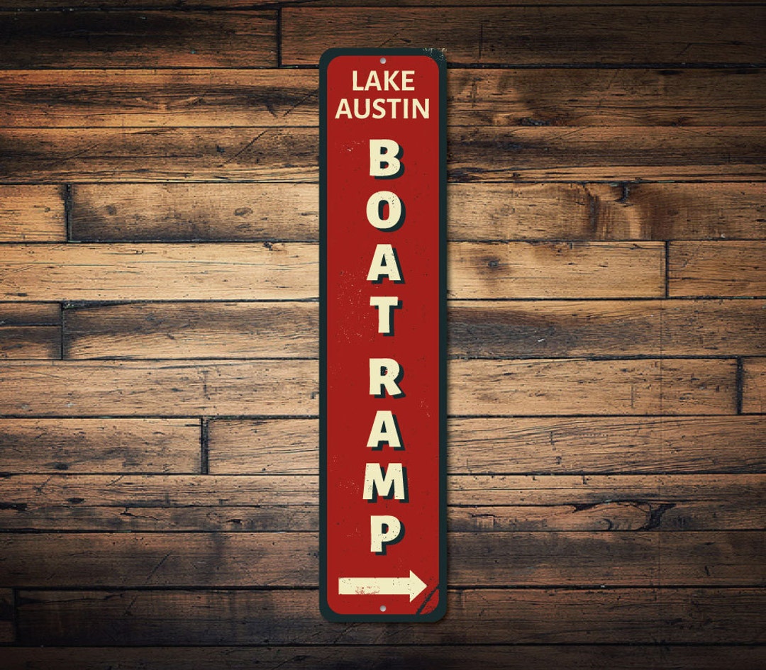 Boat Ramp Sign, Personalized Vertical Lake Name Sign, Custom Arrow This ...