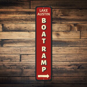 Boat Ramp Sign, Personalized Vertical Lake Name Sign, Custom Arrow This ...