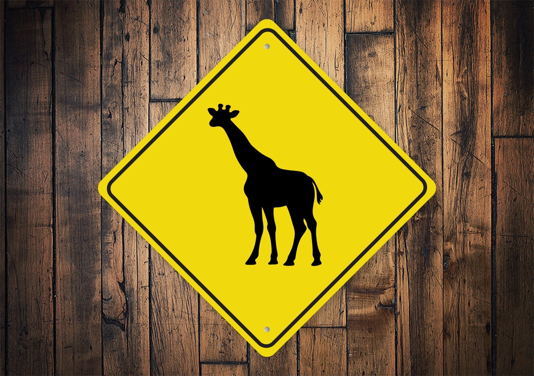 Giraffe Crossing Sign, Road Warning Sign, Animal Crossing Road Sign ...