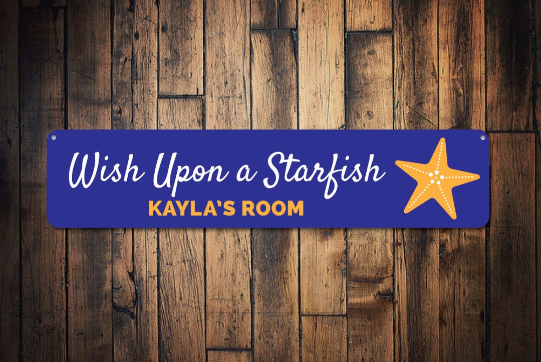 Wish Upon A Starfish Sign, Custom Kid Name Bedroom Sign, Personalized ...