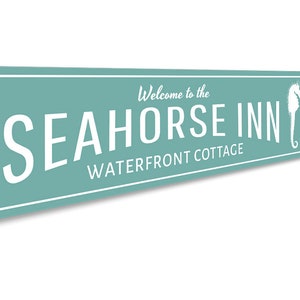 Seahorse Inn Sign, Seahorse Sign, Waterfront Cottage, Custom Beach Sign ...