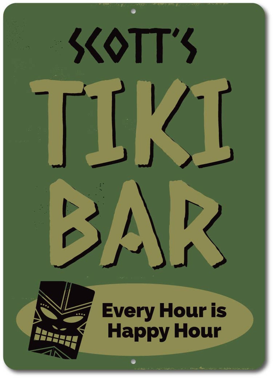 Tiki Mask Sign Custom Metal Tiki Bar Every Hour Is Happy Hour | Etsy