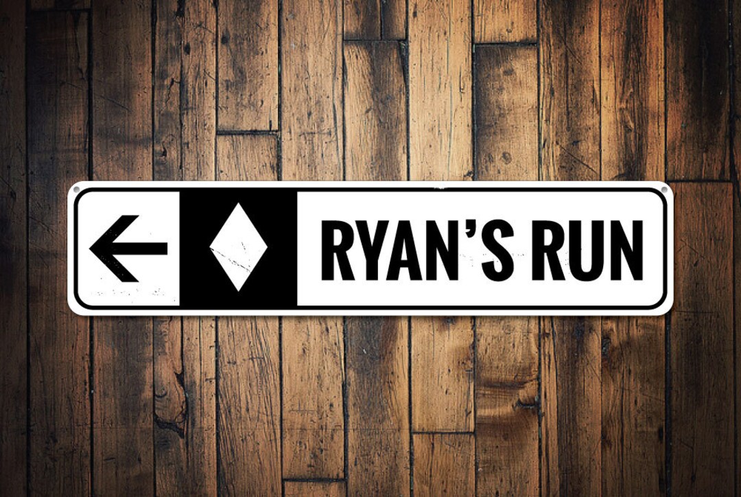 Diamond Ski Run Sign, Personalized Ski Arrow Mountain Lodge Sign ...