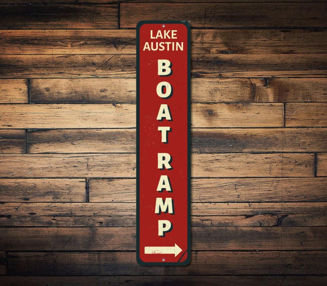 Boat Ramp Sign, Personalized Vertical Lake Name Sign, Custom Arrow This ...