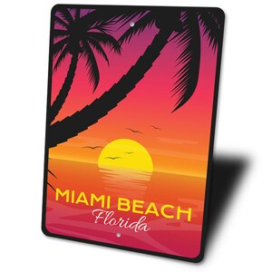 Miami Beach Sign, Custom Beach Sign, Florida Decor, Miami Sunset, Miami ...