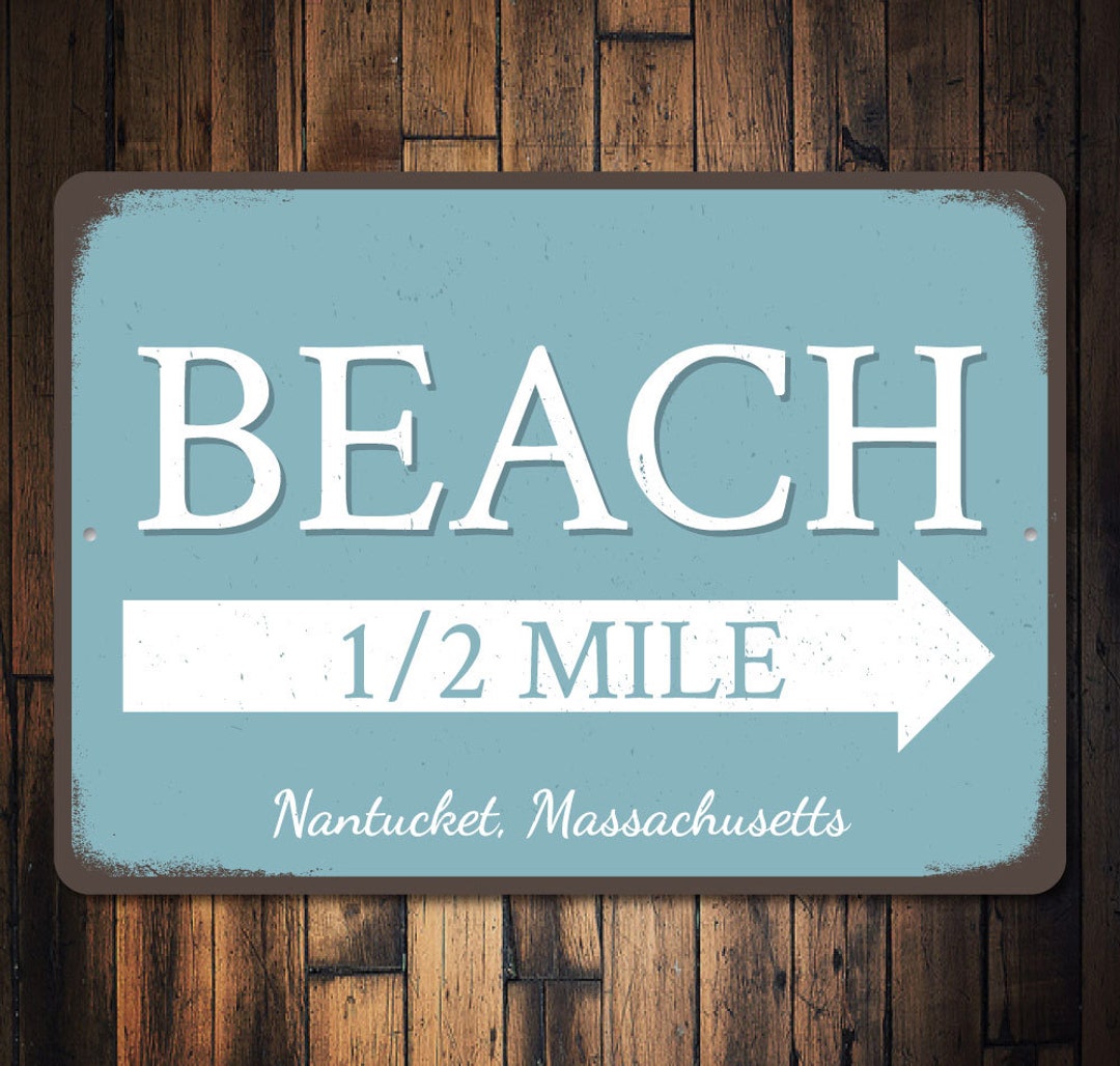 Beach Arrow Sign, Custom Mileage to Beach Location Name Decor ...