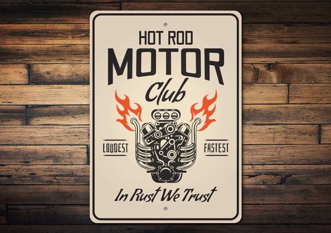 Hot Rod Motor Club, Engine Sign, Hot Rod Sign, Car Man Cave, Hot Rod ...