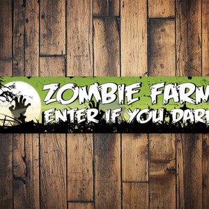 Zombie Farm Sign, Haunted Zombie Sign, Zombie Decor, Scary Sign ...