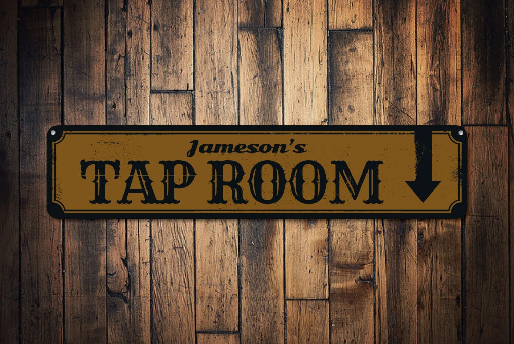 Tap Room Sign Personalized Bar Name Sign Directional Arrow - Etsy