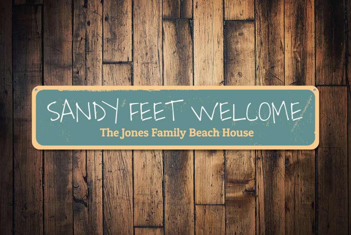 Sandy Feet Welcome Sign Personalized Beach House Sign Custom | Etsy