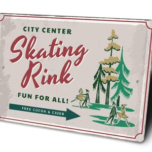 Retro Ice Skating Rink Sign, Metal Skating Wall Sign, Skating Rink ...
