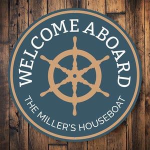 Welcome Aboard Sign, Aboard the Ship, Ship Sign, Boat Decor, Boat House ...