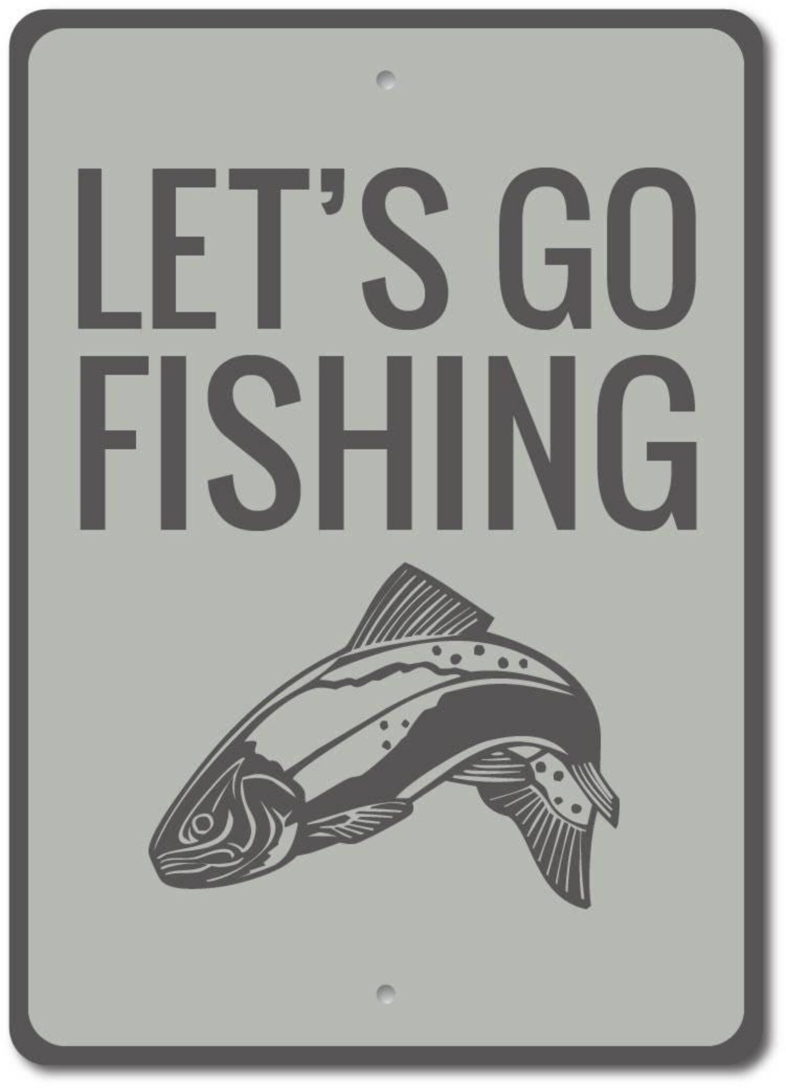Let’s Go Fishing Metal Sign, Fishing Wall Art, Angler Decor, Lake Cabin ...