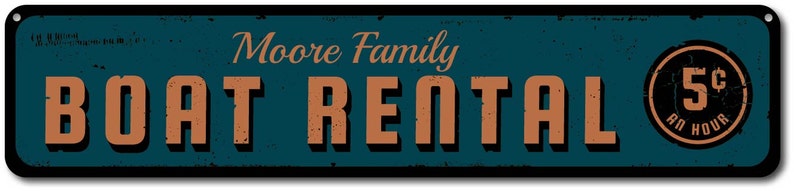Boat Rental Sign Personalized Family Name Sign 5 Cents/hour - Etsy