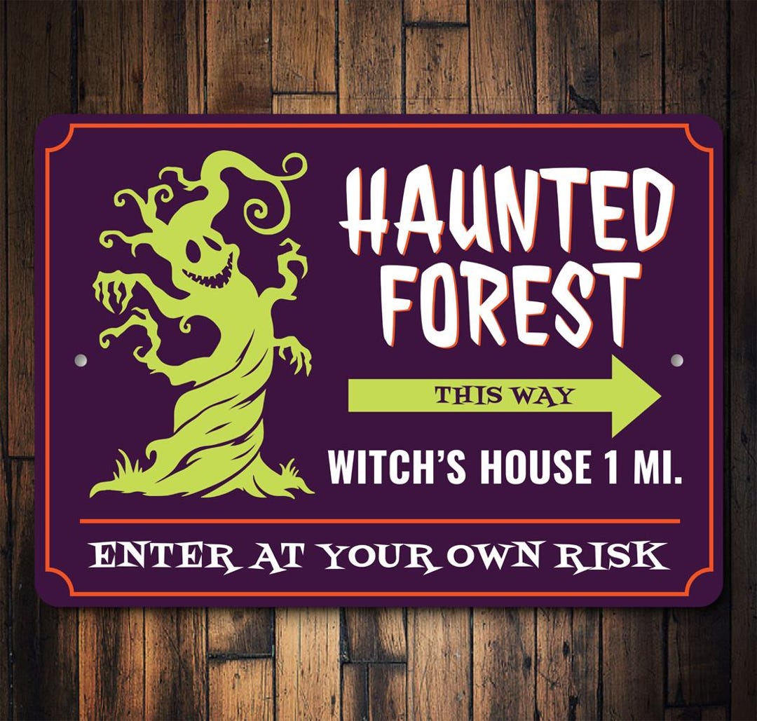 Haunted Forest This Way Sign, Haunted Trail Sign, Halloween Directional ...