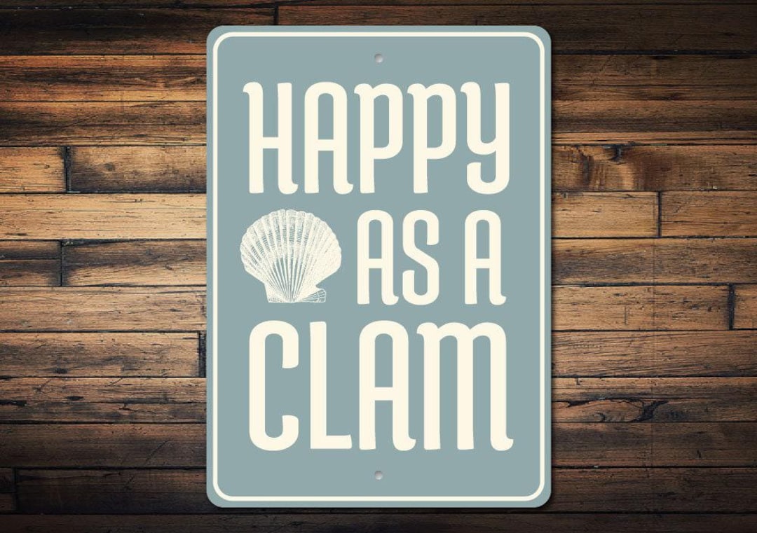 Happy as A Clam Sign, Beach Phrase Decor, Beach Phrase Sign, Clam Decor ...