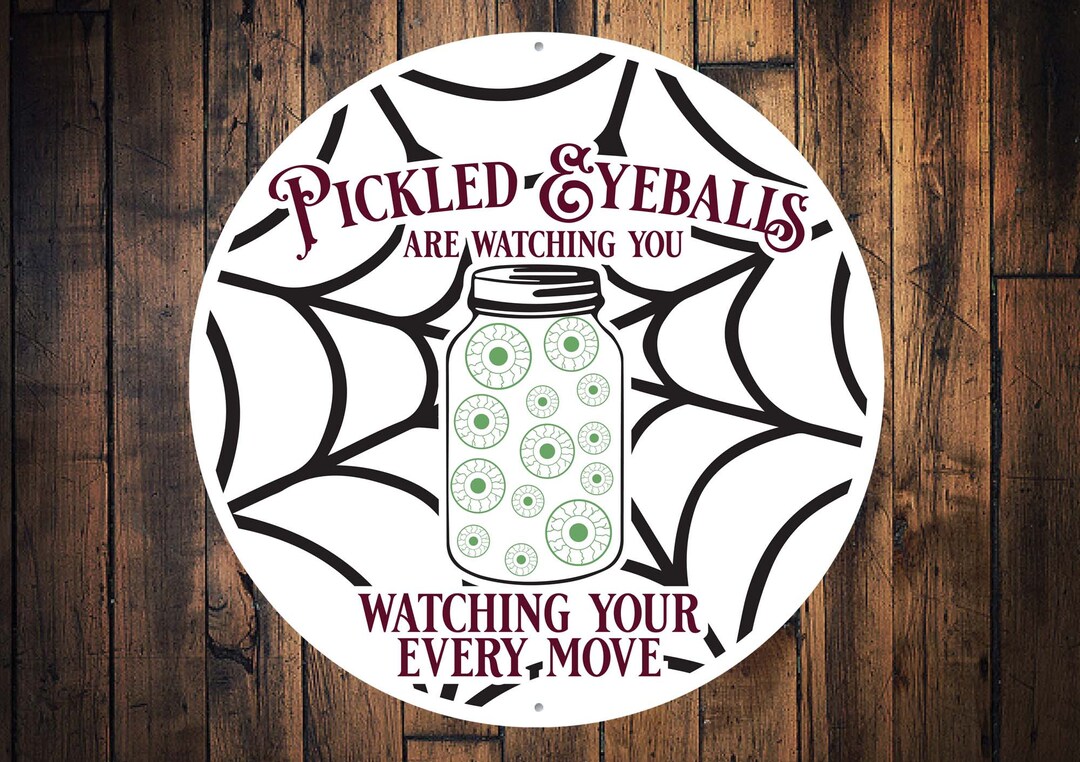 Pickled Eyeballs Vintage Halloween Metal Sign, Wreath Add Ons, Wreath ...