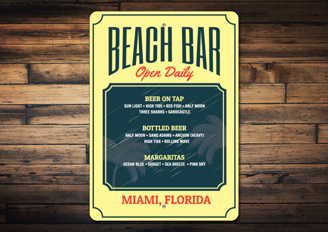 Beach Bar Menu Sign Bar Drinks Sign Custom Bar Sign Beach - Etsy UK