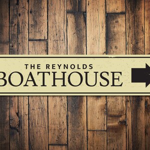 Boathouse Arrow Sign, Personalized Boathouse Decor, Custom Family Name ...