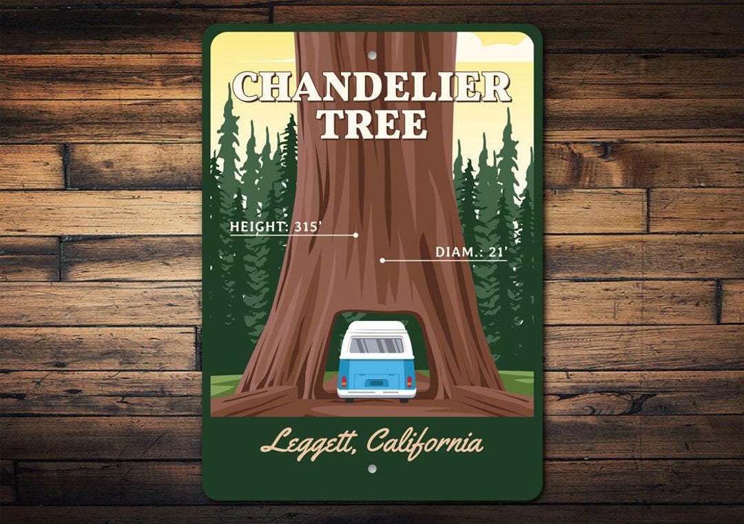 Chandelier Tree Metal Sign - Drive-thru Tree Decor - Redwood Forest ...