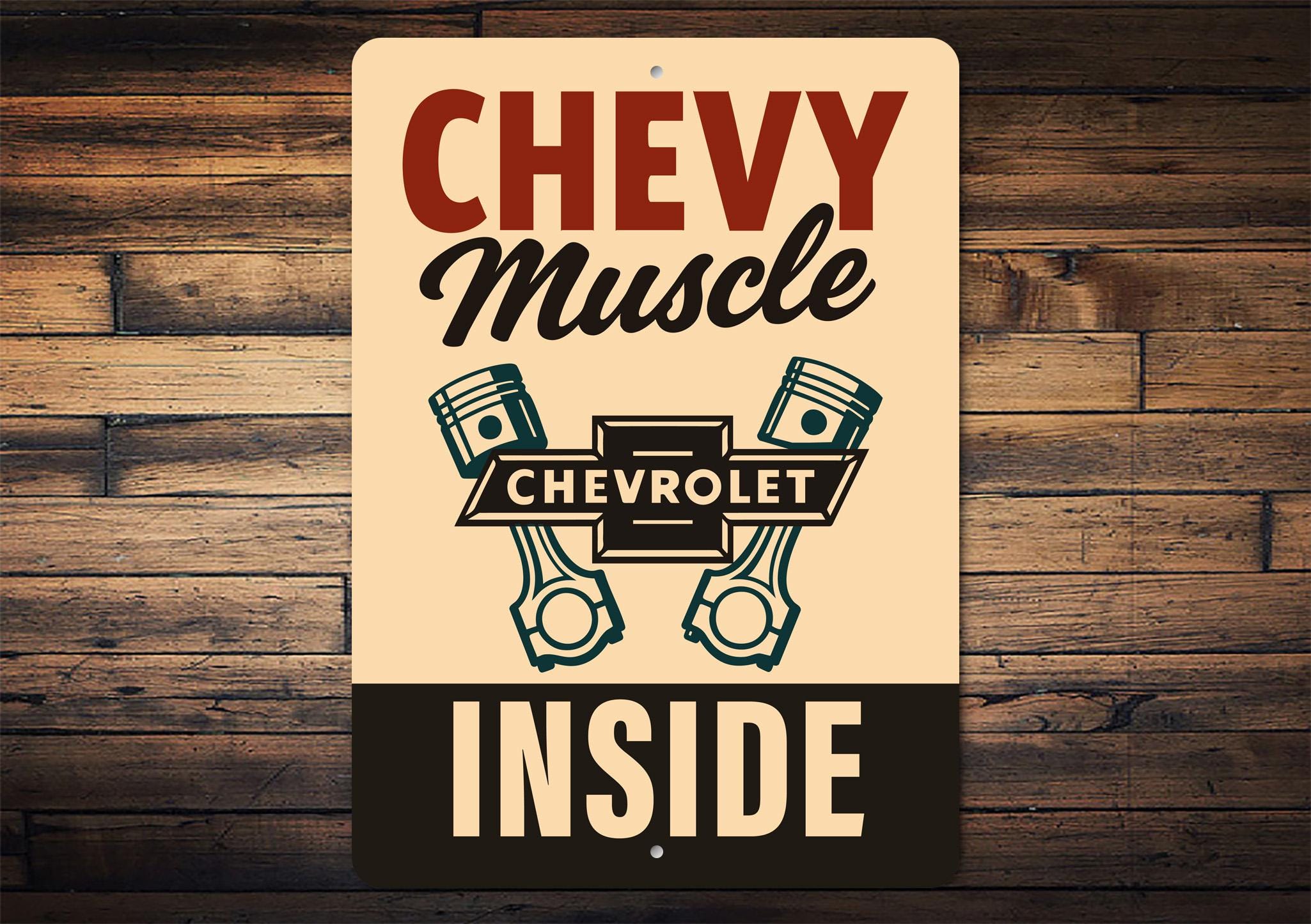 Chevy Muscle Garage Sign, Chevrolet Car Lover Metal Wall Decor, Vintage ...