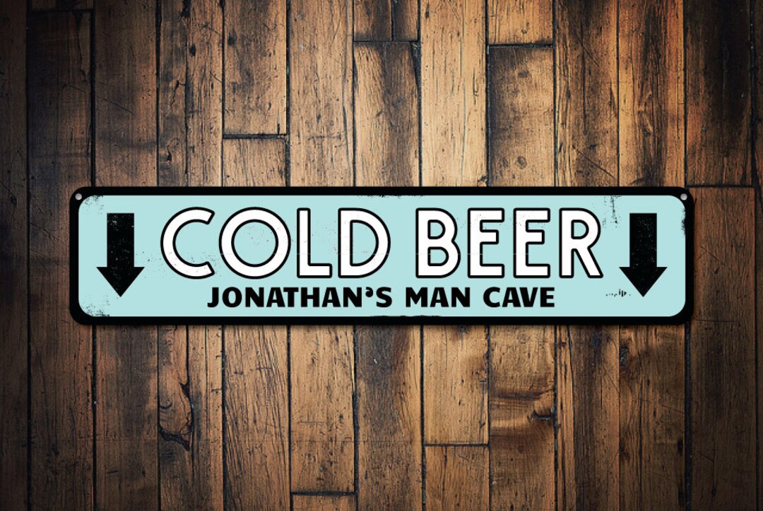 Cold Beer Arrows Sign, Personalized Man Cave Name Sign . Custom Man ...