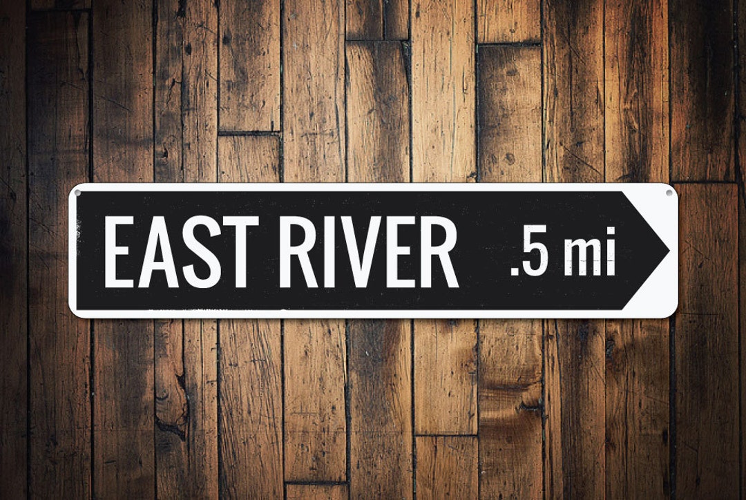 River Location Directional Arrow Sign, Personalized Distance Mileage ...