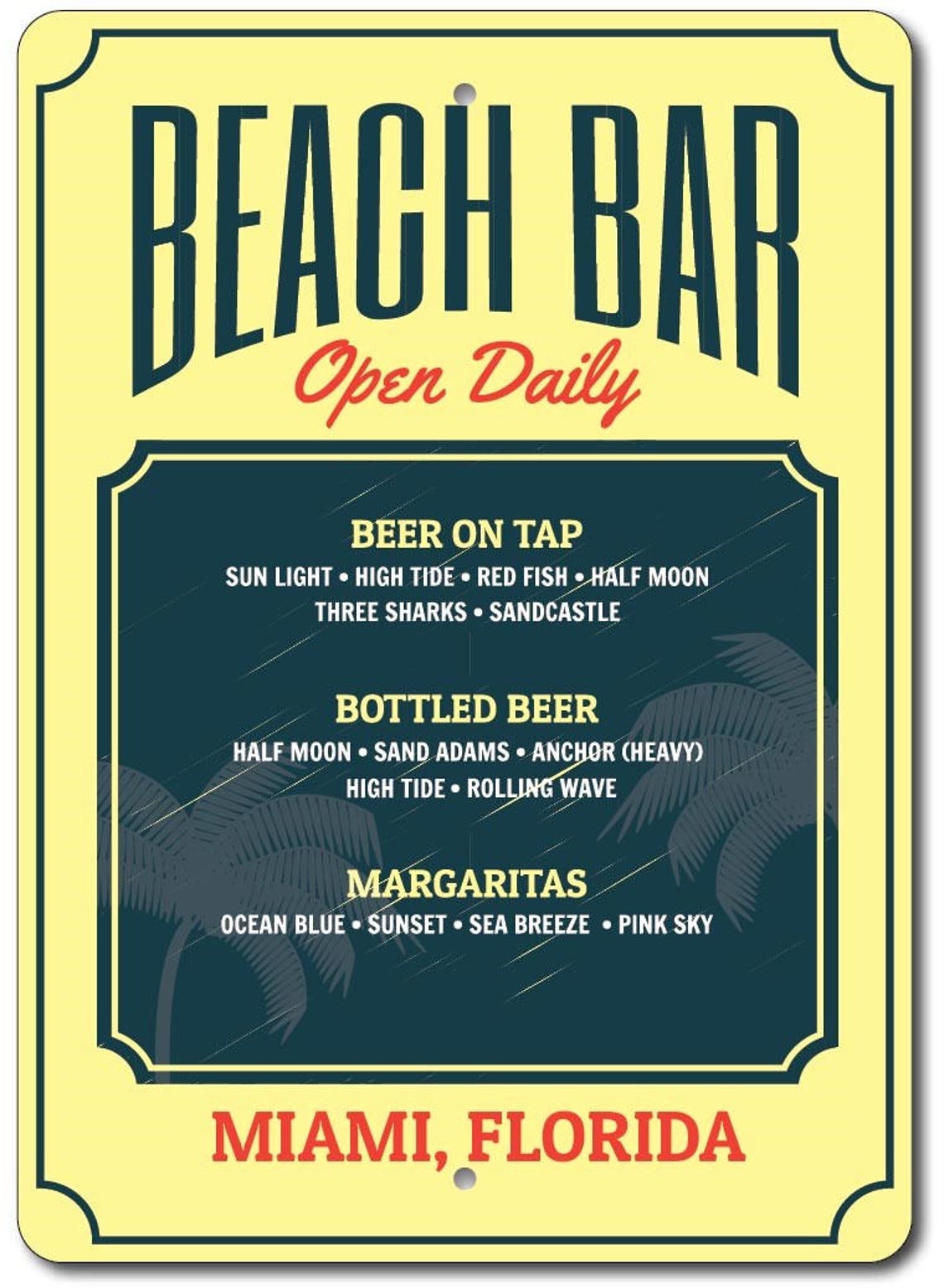Beach Bar Menu Sign Bar Drinks Sign Custom Bar Sign Beach - Etsy UK