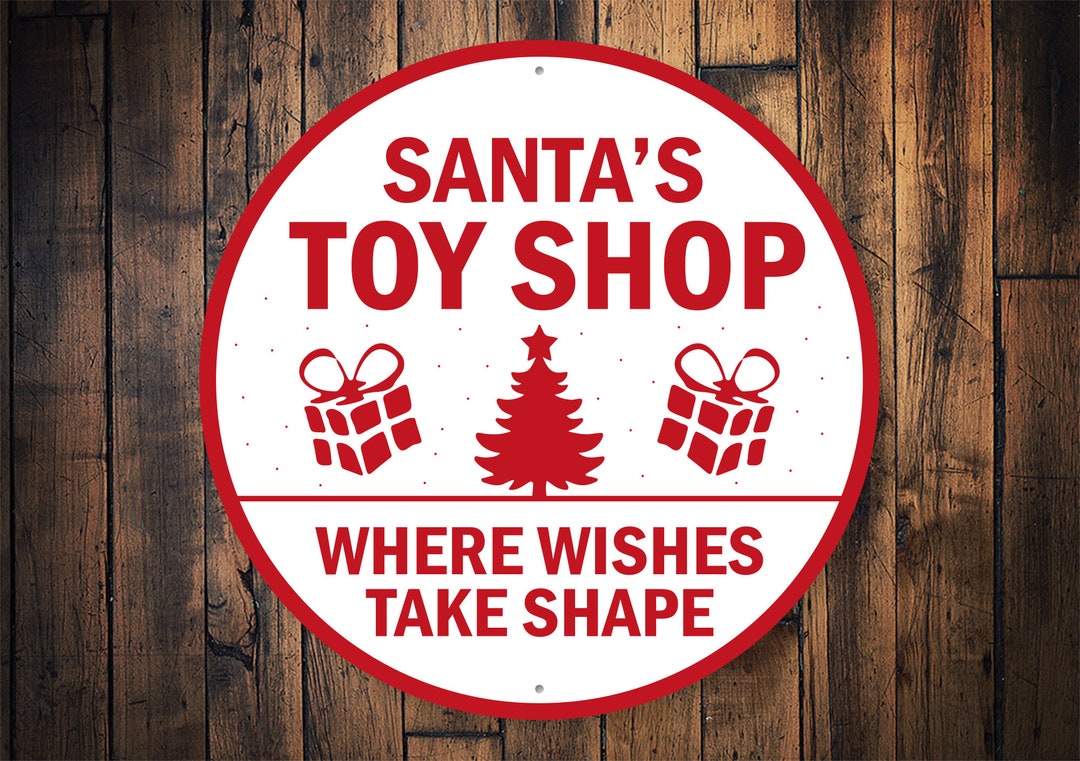 Santas Toy Shop Sign, Funny Christmas Decor, Toy Shop Sign, Christmas ...