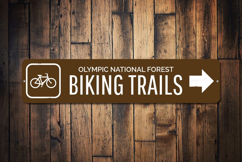 Biking Trails Sign Custom Bicycle Arrow Metal National Forest - Etsy