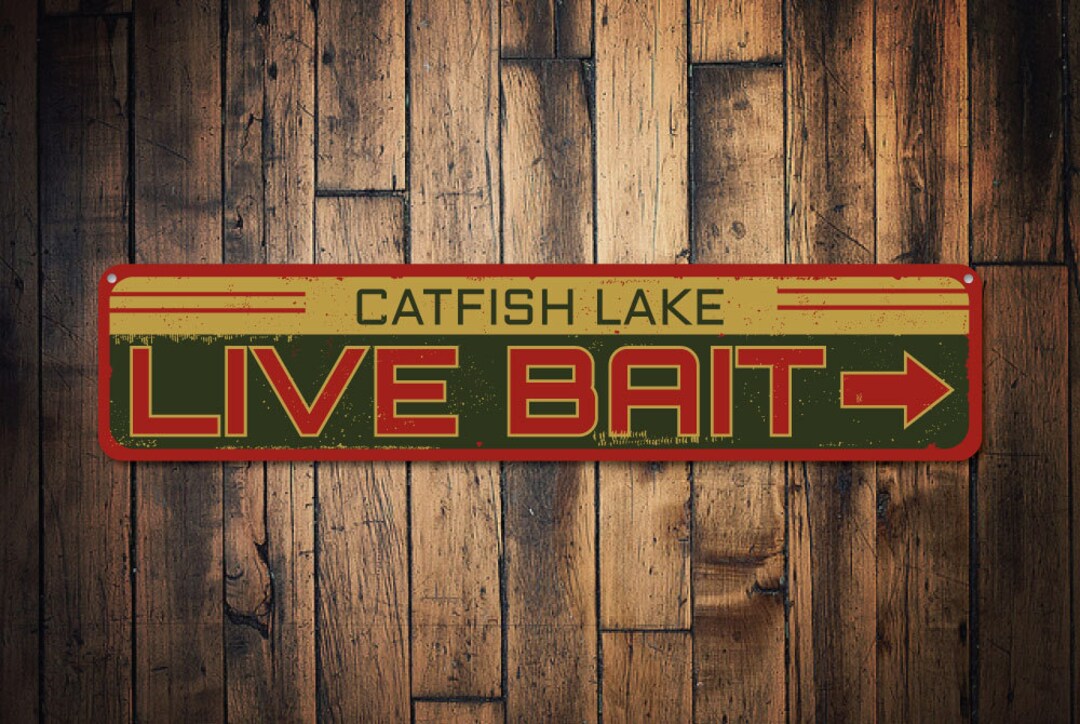 Live Bait Sign, Personalized Directional Arrow Sign, Custom Fishing ...