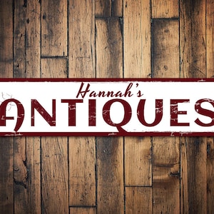 Antiques Sign, Personalized Name Store Sign, Custom Country Home Decor ...